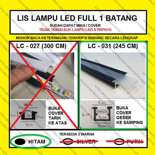 Jual Lis LED Cover Casing Lampu LED Strip LC-031 Hitam - 245 cm ...