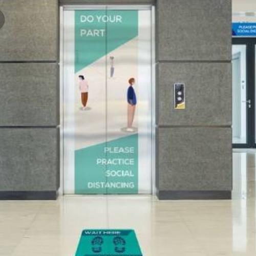 Jual stiker lift elevator pintu jaga jarak sosial new normal cara mal ...