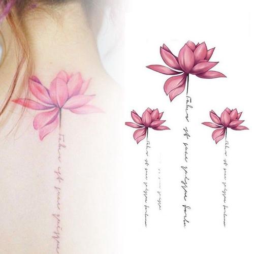 Jual Stiker Tato Sementara Tahan Air Gambar Bunga Teratai Lotus 3D ...