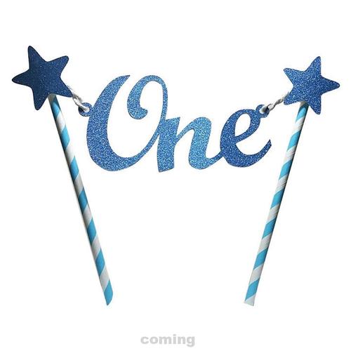 Jual 1st Birthday Cake Topper, Unique Glitter Star"One" First ...