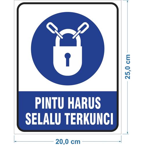 Jual STIKER SAFETY PINTU HARUS TERKUNCI 20X25CM - Biru, M 20x25cm - Kab ...