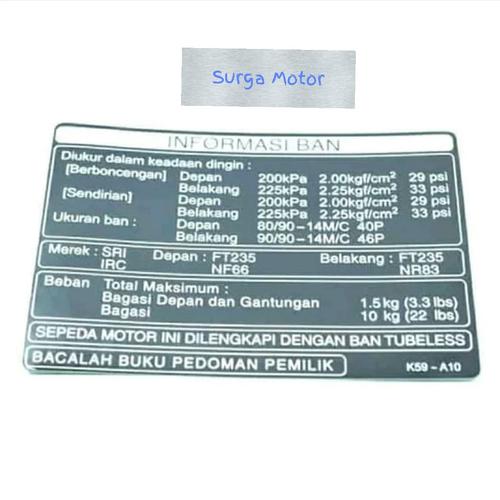 Jual Label Sticker stiker informasi tekanan ban New Vario 125 150 ORI ...