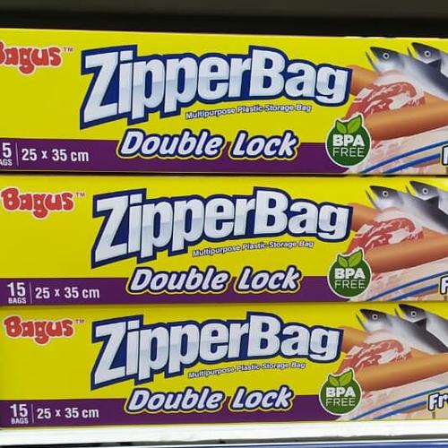 Jual bagus zipper bag double lock 25x35cm 15 bags plastik storage ...