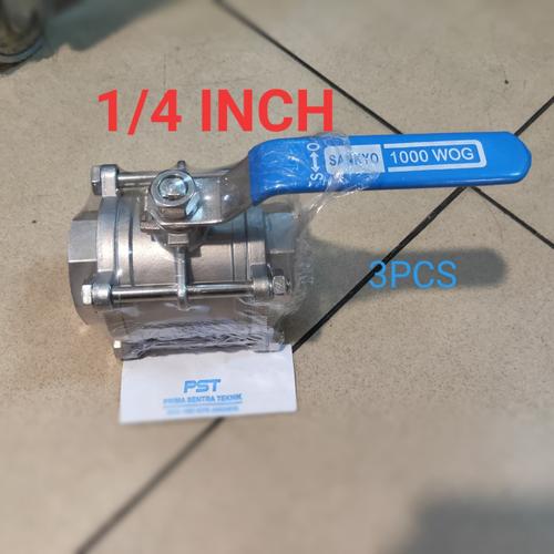 Jual BALL VALVE STOP KRAN KERAN 3PC DRAT SANKYO STAINLESS 316 SS 1/4 INCH - Jakarta Barat ...