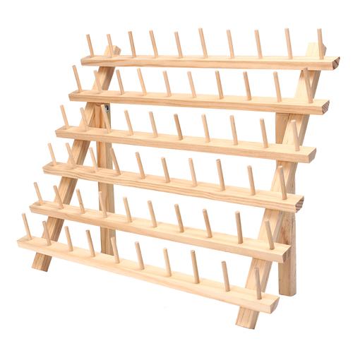 Jual 60 Spools Sewing Thread Rack Embroidery Storage Wooden Holder ...