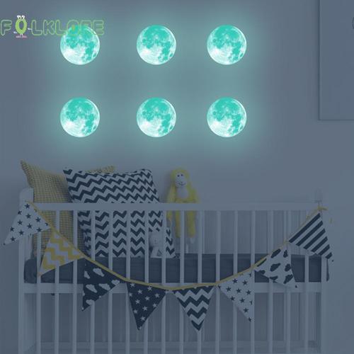Jual Stiker Dinding DIY Desain Bulan + Bumi Luminous 3D untuk Kamar ...