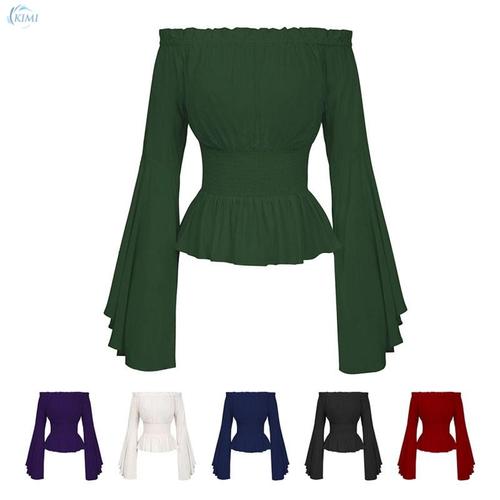 Jual Womens Blouse Renaissance Costume Rustic Pirate Medieval Blouse ...
