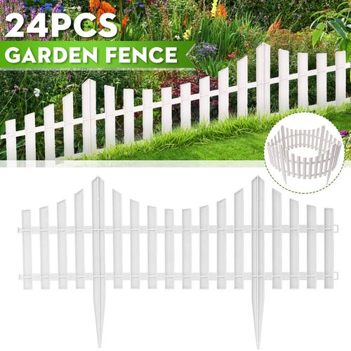 Jual PROMO 24Pcs White Flexible Plastic Garden Picket Fence Lawn Grass ...