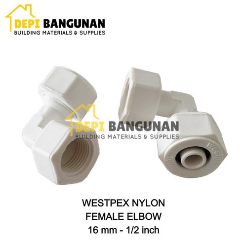 Jual Westpex Nylon Female Elbow 16 mm - 1/2 inch / Fiting Keni Drat ...