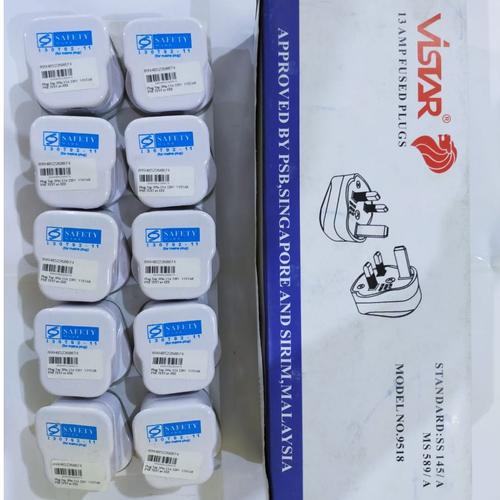 Jual Vistar 13A Fused Plug 9518 kepala colokan 3mata Plug Top 3Pin 13A ...