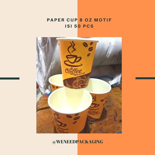 Jual Paper Cup Motif Kopi 8 oz / Gelas Kertas Tahan Panas / isi 50 pcs - Kota Palembang - WNP ...