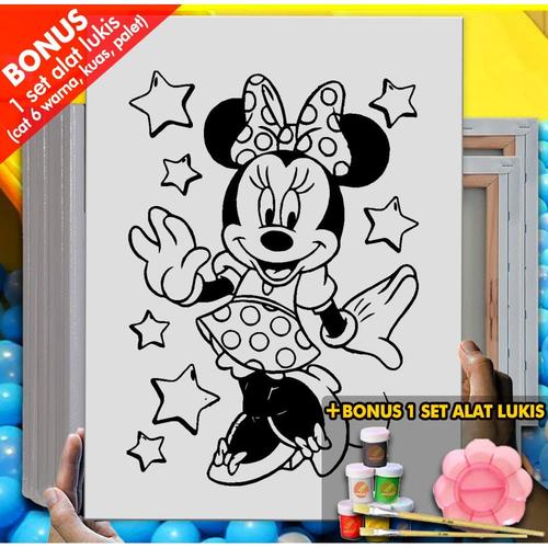 Jual Kanvas Gambar Minnie Mouse Melukis Untuk Anak Mewarnai Lukis ...
