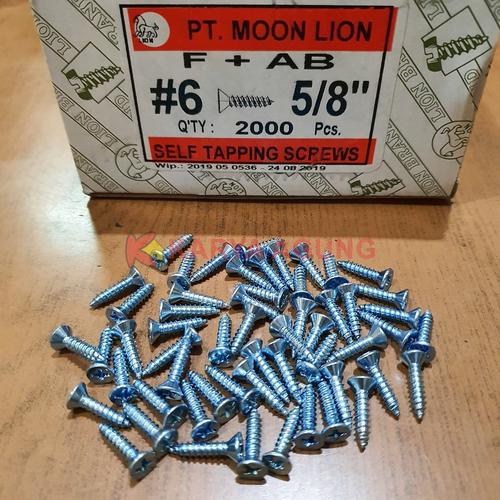 Jual Skrup Tapping 6 x 5/8" 1,5 cm 100 bj / Sekrup Taping Kepala Rata ...