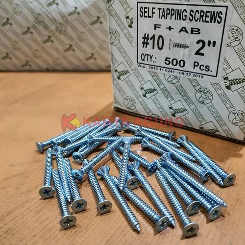 Jual [1 box] Skrup Tapping 10 x 2" 5 cm / Sekrup Taping Kepala Rata ...