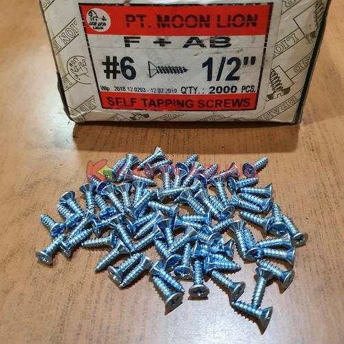 Jual Skrup Tapping 6 x 1/2" 1 cm 100 bj / Sekrup Taping Kepala Rata ...