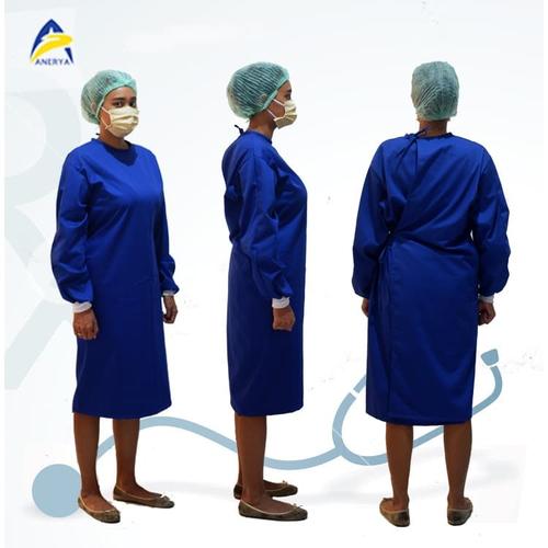 Jual Baju APD Surgical Gown / Jubah Operasi bahan Katun Drill biru tua ...