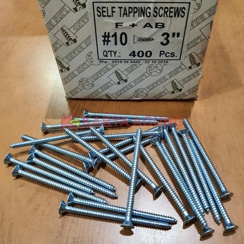 Jual Skrup Tapping 10 x 3" 7,5 cm 50 bj / Sekrup Taping Kepala Rata ...