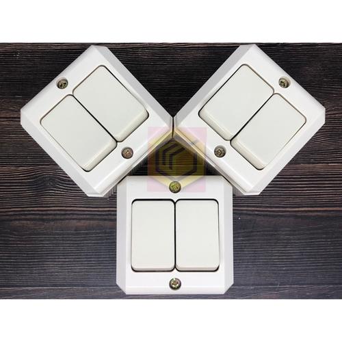 Jual SAKLAR GANDA / SAKLAR TEMPEL 2 SWITCH BROCO/ PENCETAN LAMPU TEMPEL ...