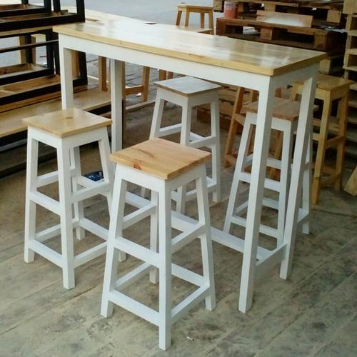 Jual Satu set meja makan / meja bar kayu jati / meja + kursi - Jakarta ...