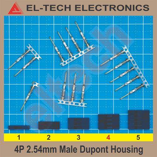 Jual 4 4P P 2.54mm Dupont Connector 1 Row Male Jumper Wire Black ...
