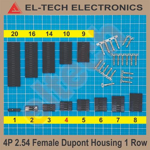 Jual 4P 2.54 Dupont Connector Single Row Female Jumper Wire Black ...