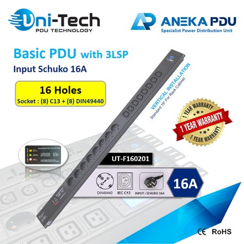 Jual PDU with 3LSP 16 outlet (8)C13 + (8)Germany, Input Schuko 16A ...