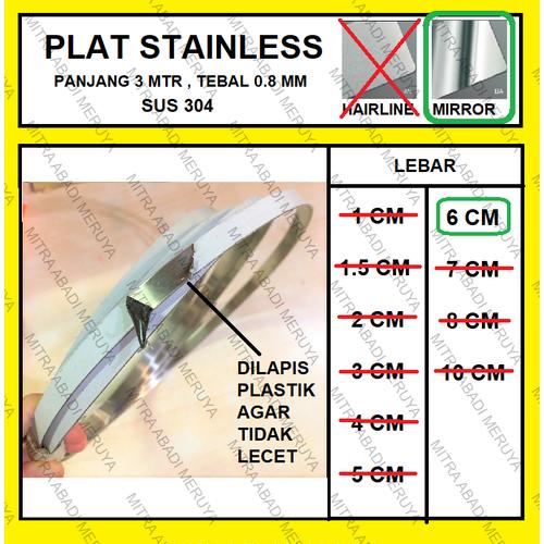 Jual Plat Stainless Mirror 6 cm Plat Strip SS Lis Stainless - Jakarta ...