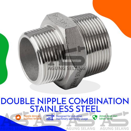 Jual Double Nipple Reducer 1/2" x 3/4" SS 304 #150 BSPT Nepel Stainless - Jakarta Pusat - Agung ...