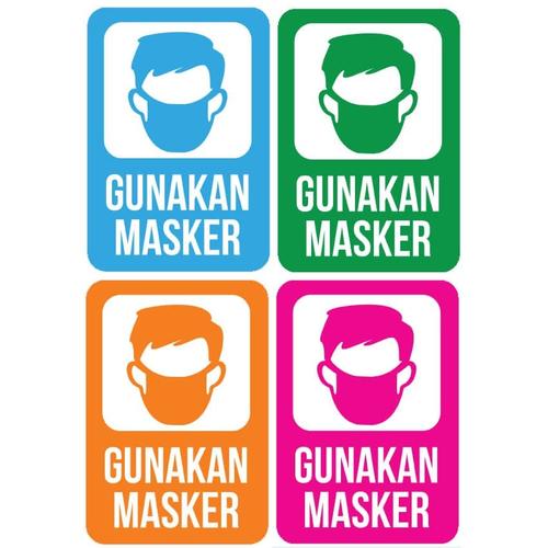 Jual STICKER GUNAKAN MASKER STICKER WAJIB MASKER STICKER NEW NORMAL ...