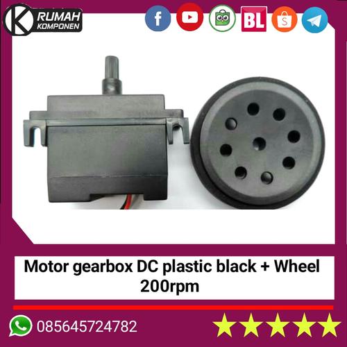 Jual Motor gearbox Roda DC plastic + wheel 200rpm robot LF line ...
