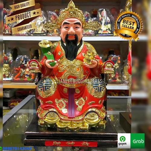 Jual patung dewa kekayaan harta rejeki caisenya full kayu uk 12 inch ...