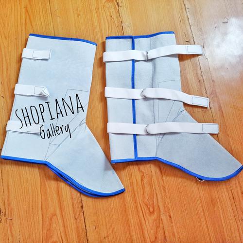 Jual Sepatu welding las kulit tebal putih / apron kaki proyek panjang ...