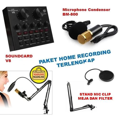 Jual Paket Alat rekaman - home recording Mic BM-800 - Soundcard V8 ...