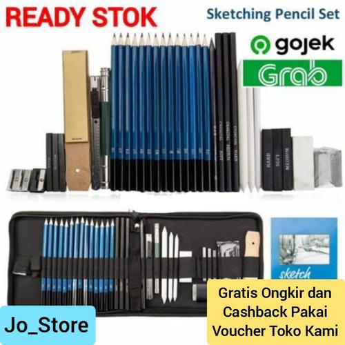 Jual 36 Pcs Sketching Set Drawing Kit Tools Pensil Gambar Sketsa Art ...
