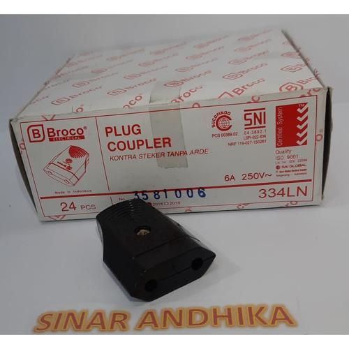 Jual Kontra Steker Broco/Colokan Female Gepeng Hitam 334LN - Jakarta ...