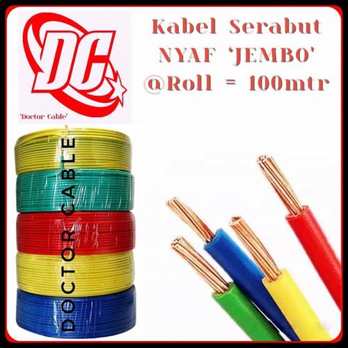 Jual JEMBO Kabel NYAF 1.5mm Cable NYAF 1,5mm 1x1.5mm 1x1,5mm @Roll=100mtr - Hijau-Kuning ...