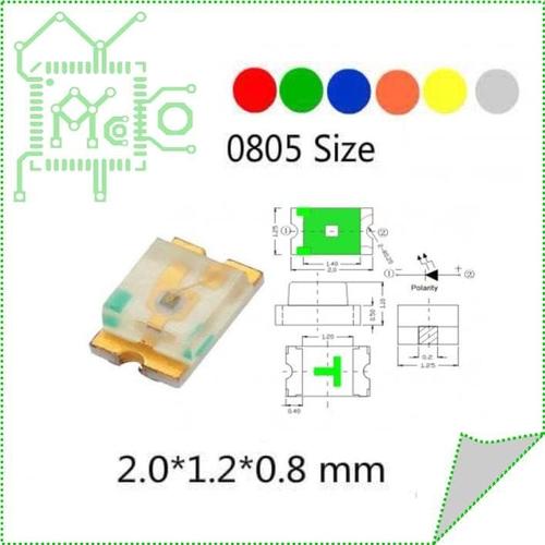 Jual LED SMD 0805 Red Yellow Green Blue White Merah Kuning Hijau Biru ...