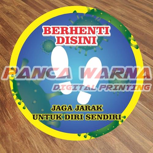 Jual cetak sticker social distancing berhenti di sini logo virus - Kota ...