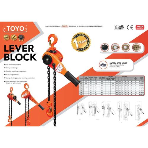 Jual LEVER BLOCK TOYO 6 TON X 1,5 MTR - ALAT BERAT - PERKAKAS - TOOLS ...