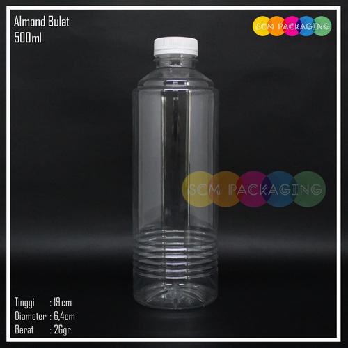 Jual Botol plastik almond almon bulat 500ml untuk kopi jus suu dan ...