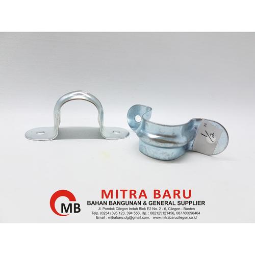 Jual Klem Plat Besi 1/2" inch Tebal/Pipe Clamp/Klem Omega Galvanis/Pipa ...