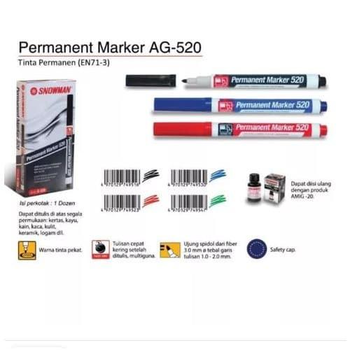 Jual SPIDOL PERMANENT KECIL SNOWMAN AG 520 - Merah - Jakarta Barat ...