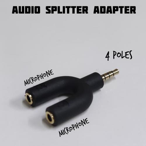 Jual Splitter Mic and Mic Double Mic 4 Poles TRRS Adaptor Splitter ...