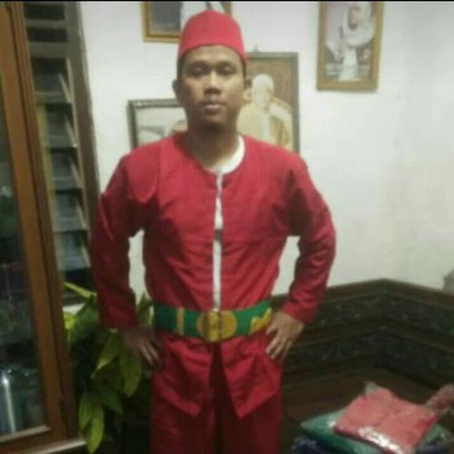 Jual komplet baju pangsi betawi dewasa pakaian adat pria - Merah, S ...