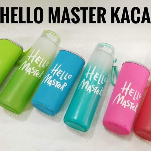 Jual FREE POUCH HELLO MASTER BOTOL KACA - BOTOL MINUM - BOTOL KACA ...