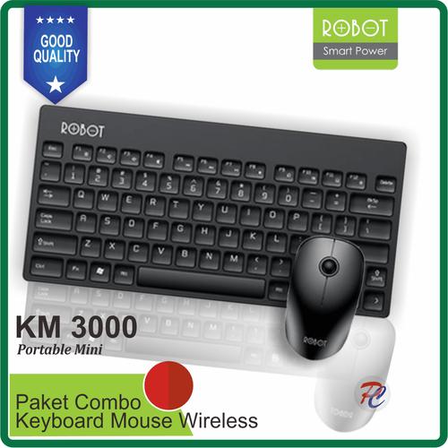Jual Paket keyboard mouse wireless ROBOT KM3000 portable mini combo ...
