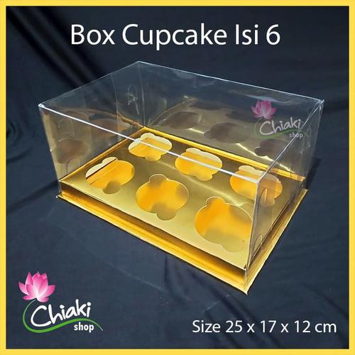 Jual Box Mika Cupcake isi 6 (Gold Insert) Uk 25 x 17 x T12 - Kota ...
