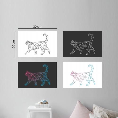 Jual Poster Minimalist Geometric Kucing - Poster Kayu MDF - Putih ...