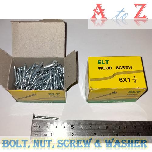 Jual skrup kayu 6x1 1/4 in/sekrup kayu putih 3,2 cm/6x 1 se per 4 inch ...