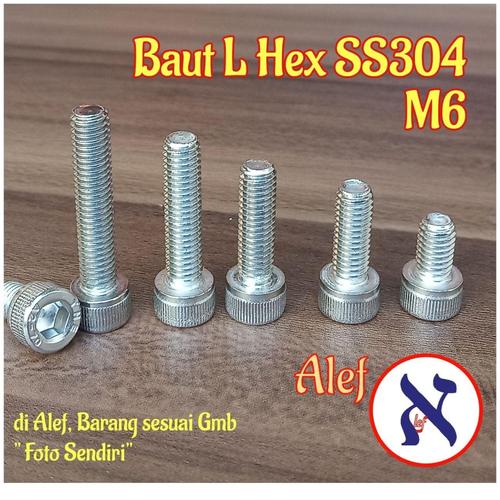 Jual Baut L hex M6 x 6 10 16 20 25 30 Stenlis Stainless Steel ss304 sus - L HEX SS M6X10 - Kota ...